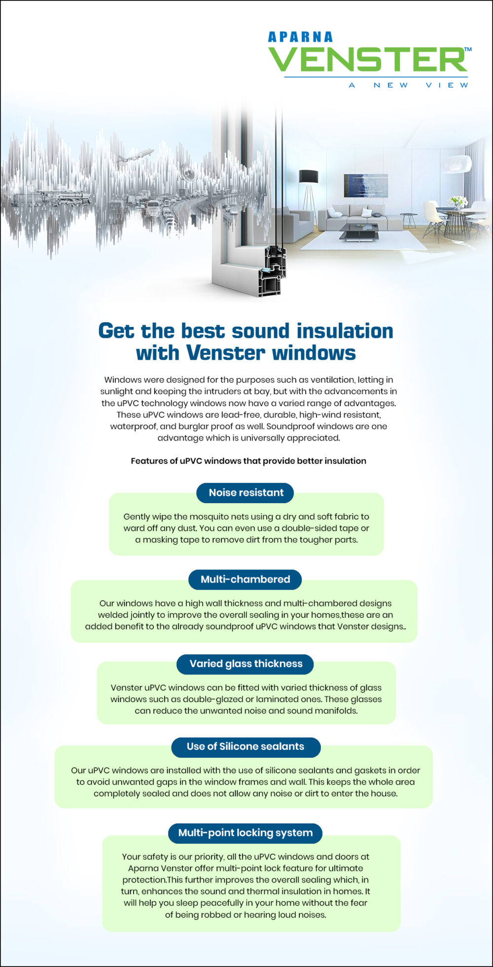 Sound proof uPVC windows and their features | Aparna Venster